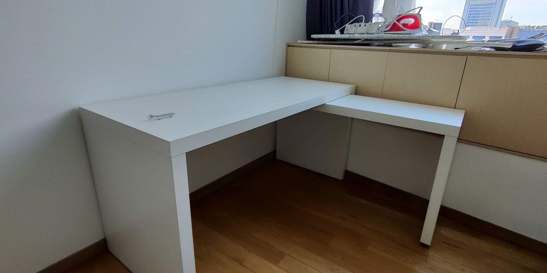 IKEA Study Table Malm desk with pull out panel, Furniture & Home Living, Furniture, Tables ...