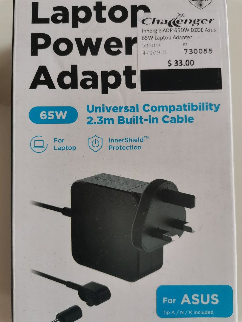 Innergie laptop power adapter 64W 19V 3.42A for Asus, Computers & Tech, Parts & Accessories ...