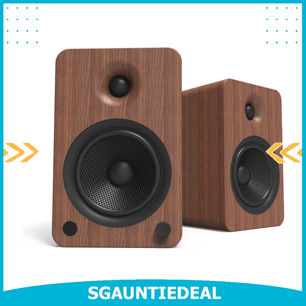 Kanto YU6WALNUT 200W Powered Bookshelf Speakers with Bluetooth and ...