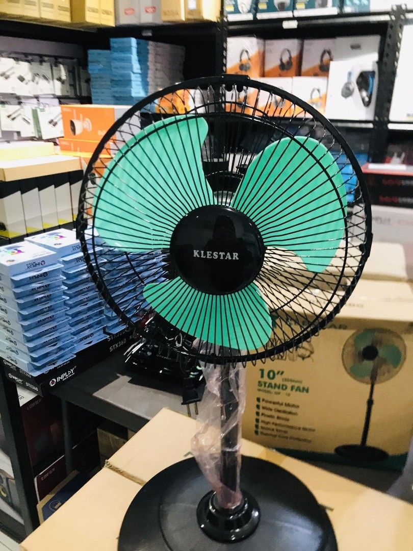 KLESTAR 10" Mini Stand Fan Plastic Blade Black ISP10, Furniture & Home ...