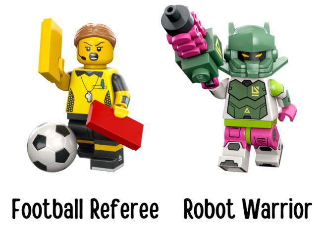LEGO MINIFIGURES SERIES 24 - Football Referee, Robot Warrior set of 2 ...