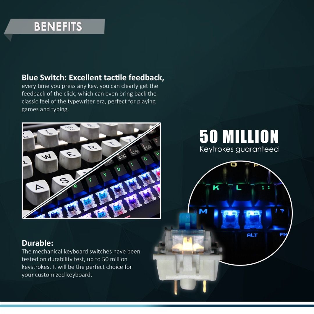 MECHANICAL KEYBOARD SWITCHES (1-PC per ORDER), OUTEMU BLUE SWITCHES 3 ...