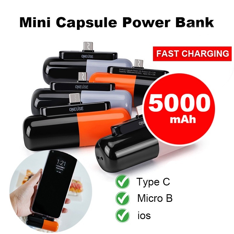Mini PowerBank For Andriod and IOS Capsule Power Bank 5000mAh, Mobile ...