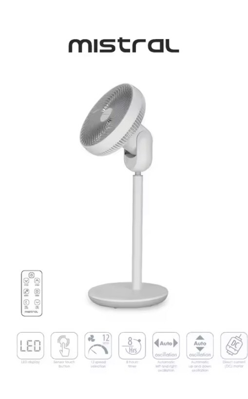 Mistral Stand Fan 10” with remote control, Furniture & Home Living ...