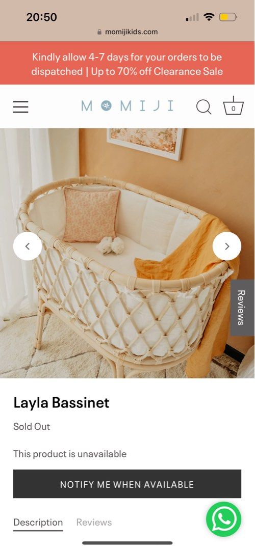 Momiji kids Layla Bassinet, Babies & Kids, Baby Nursery & Kids ...