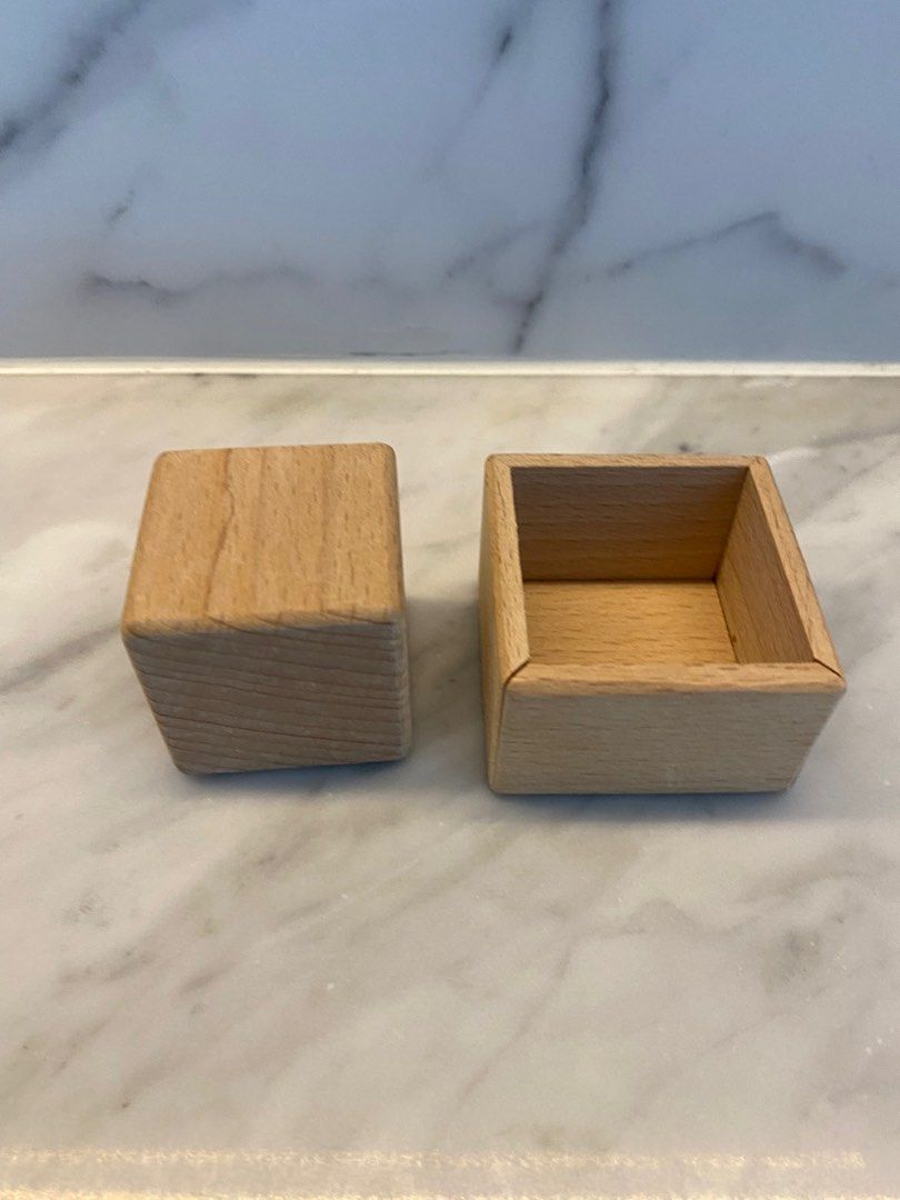 Montessori Infant Wooden Cube Box Puzzle Babies Square IC 0-3 years old ...