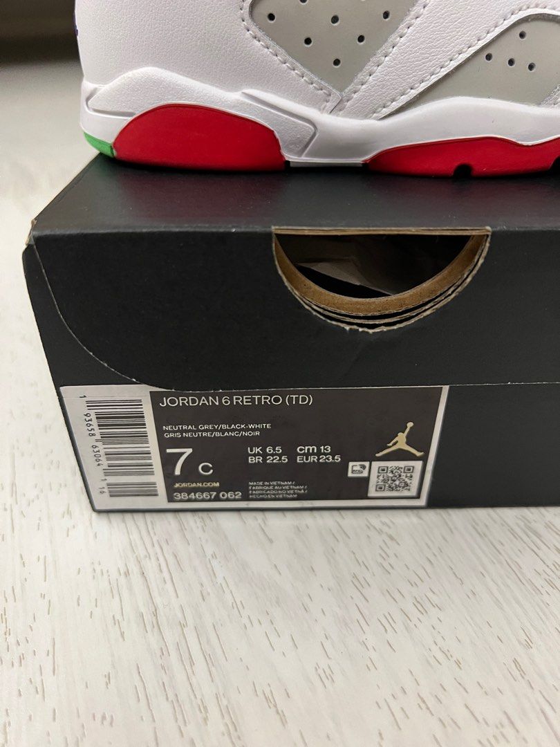 Nike Air Jordan 6 Retro TD 7C, 兒童＆孕婦用品, 嬰兒及小童流行時尚 - Carousell