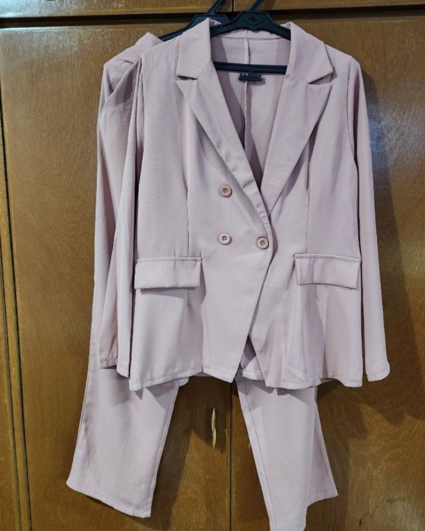Old Rose Pink 3 in 1 Blazer Pants Coordinates, Women's Fashion, Dresses ...