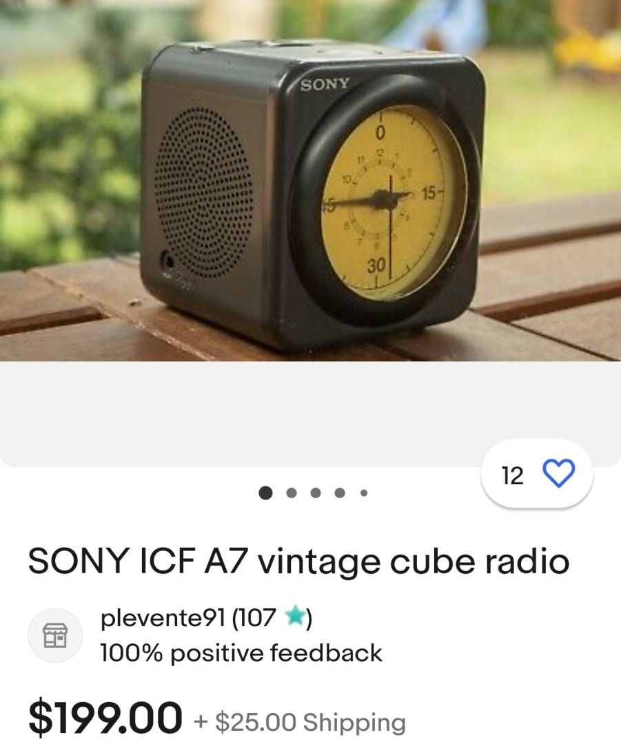 ORIGINAL SONY ICF A7 VINTAGE CUBE CLOCK WITH ALARM, BACKLIGHT AM/FM ...