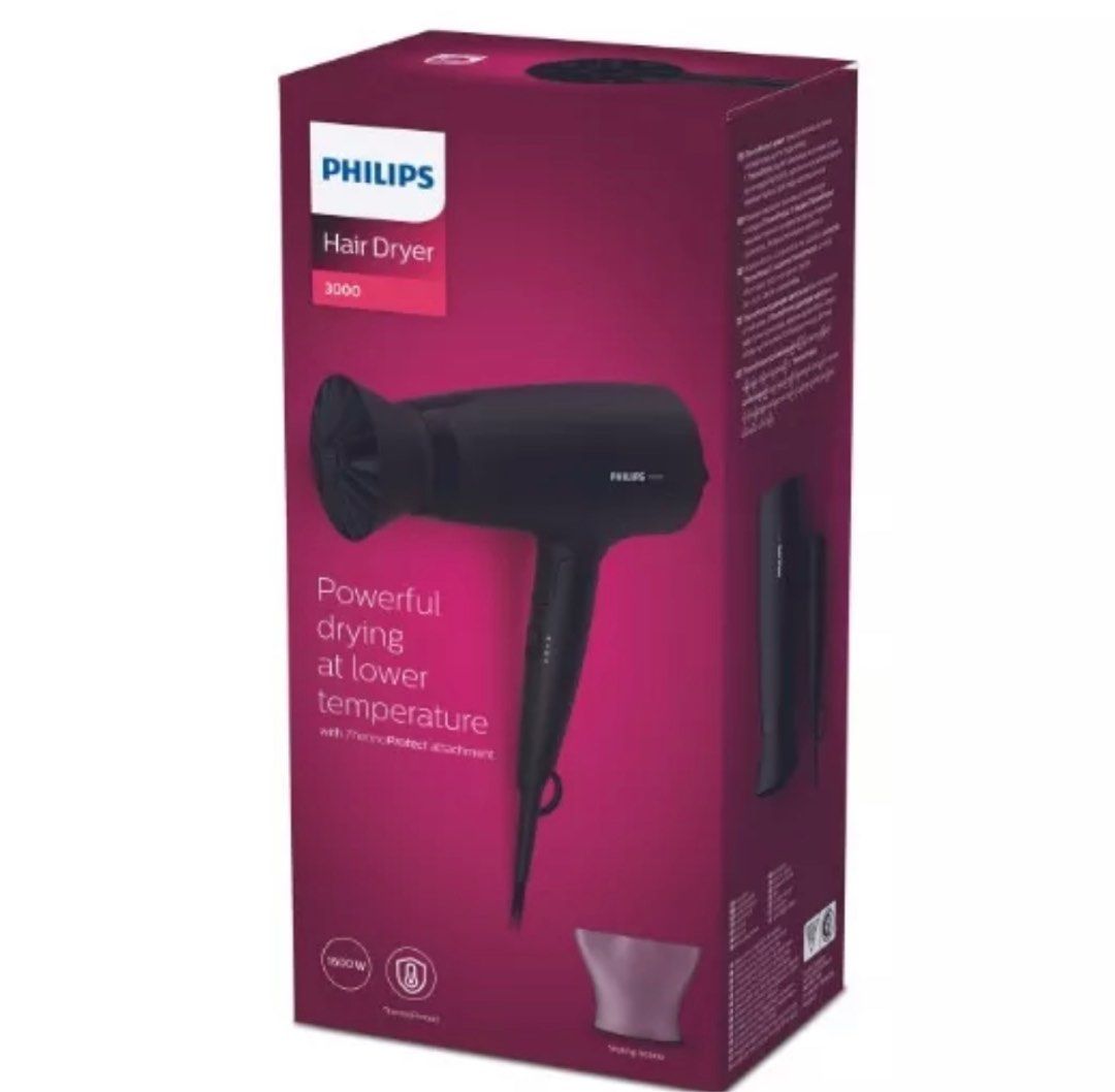 Philips 3000 Series Hair Dryer, 1600W Foldable BHD308/10, Beauty & Personal Care, Hair on Carousell