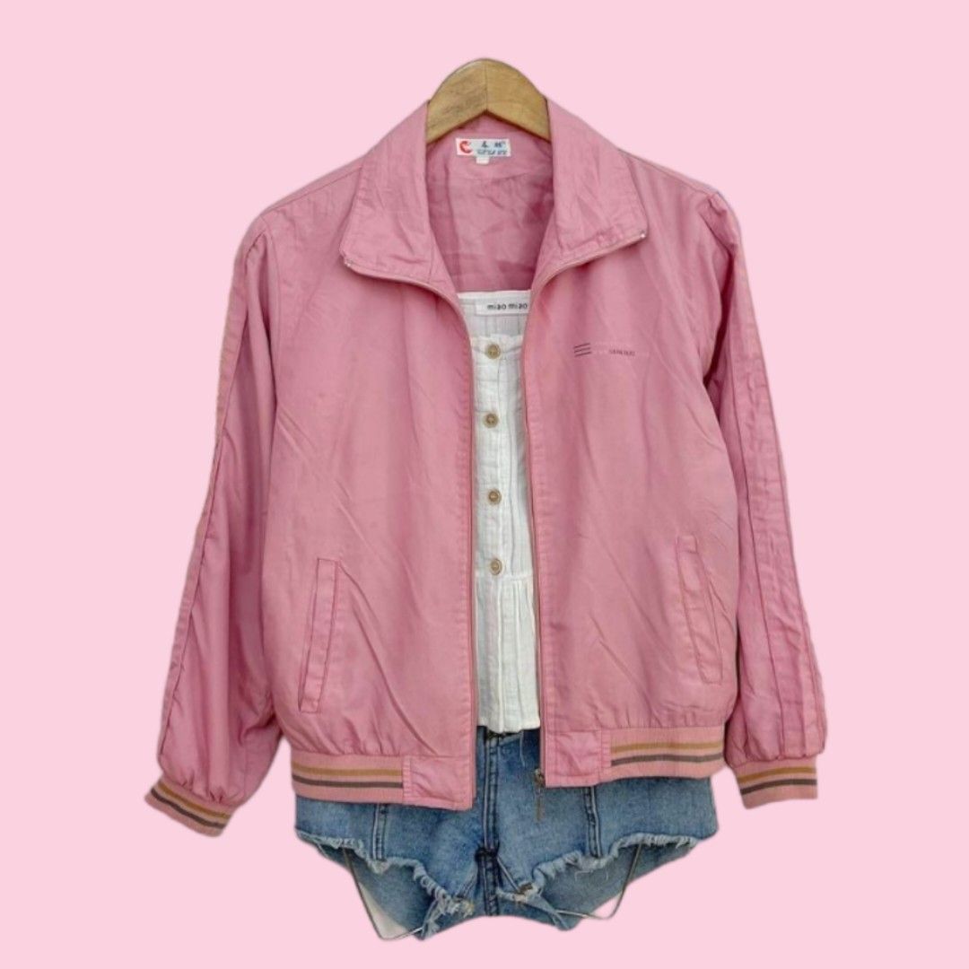 pink polo jacket pastel nylon jacket, Women's Fashion, Coats, Jackets ...