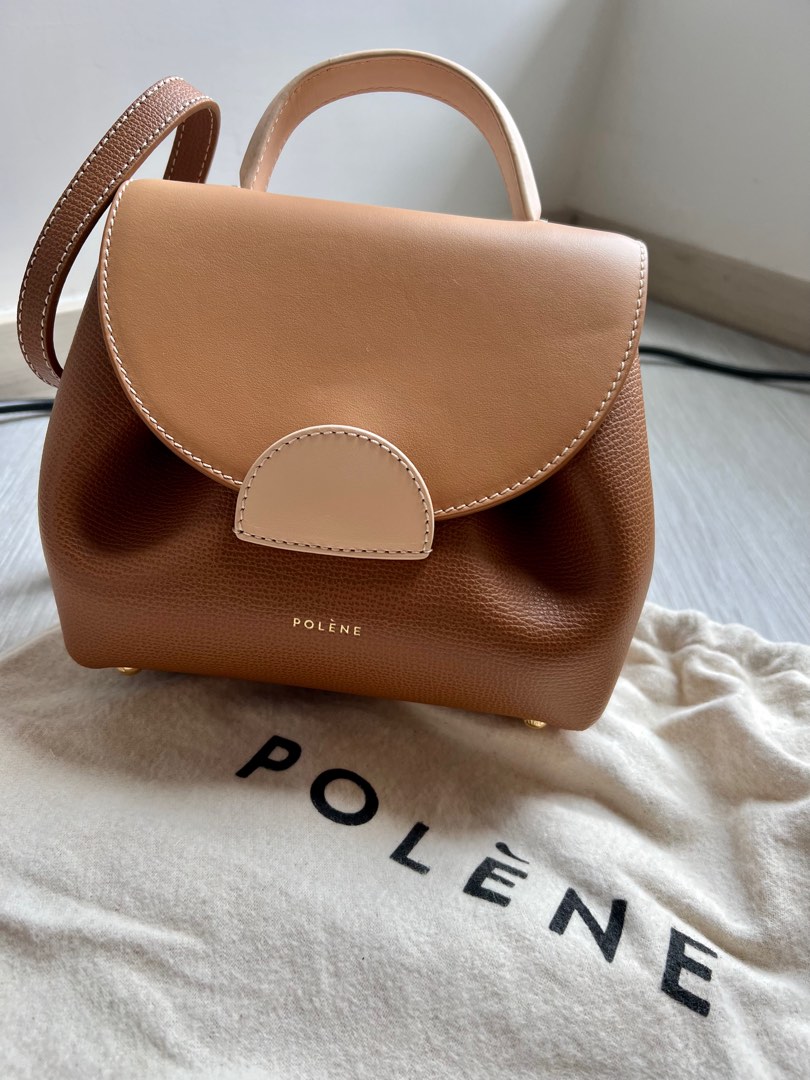 POLENE -Number One Nano Bag - Trio Camel Textured leather, 名牌, 手袋及銀包 ...