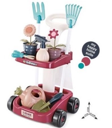Pretend Play Cleaning Trolley Set with Broom Mop Duster Vacuum Cleaner ...