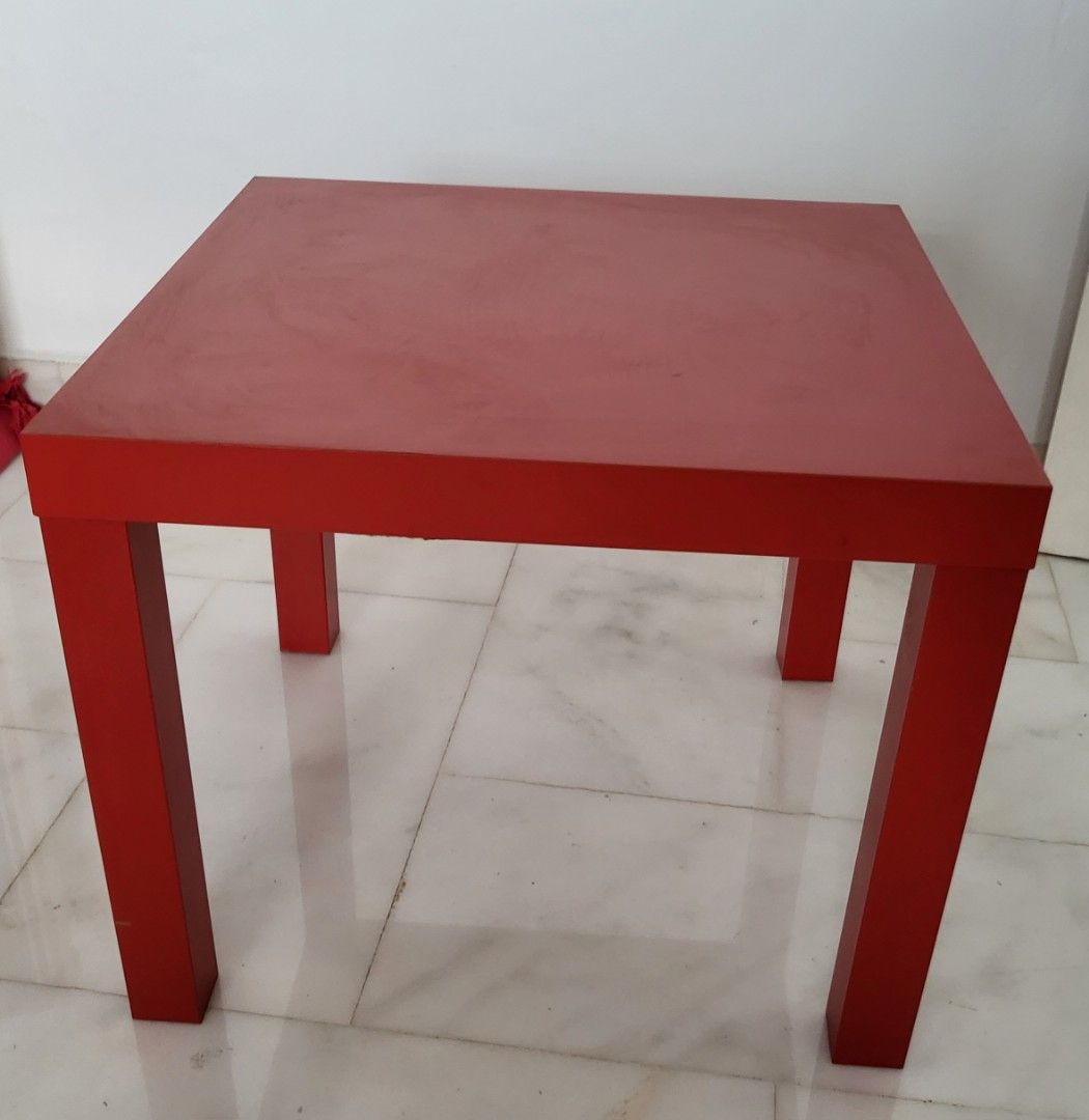 Red ikea square coffee table, Furniture & Home Living, Furniture ...