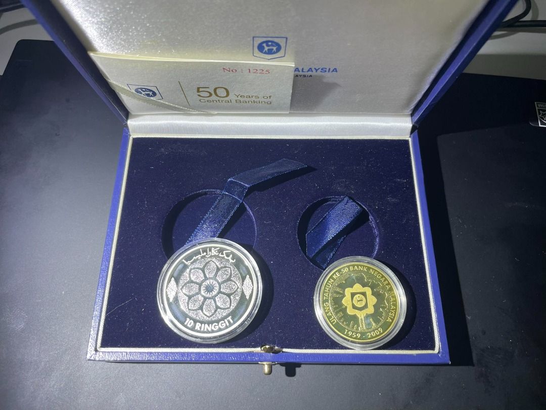 RM1 & RM10 50th year of Bank Negara Malaysia Proof Coins Set, Hobbies & Toys, Collectibles ...