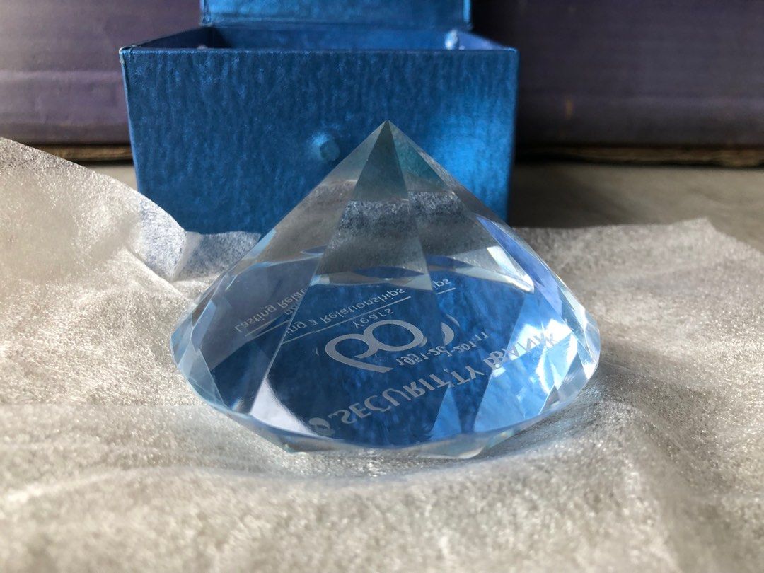 Security Bank 60 Years Big Crystal Paperweight on Carousell