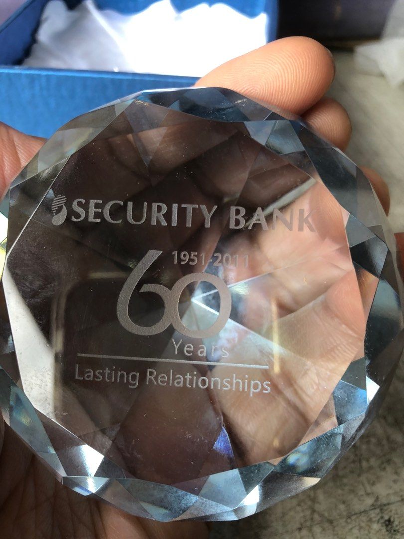 Security Bank 60 Years Big Crystal Paperweight on Carousell