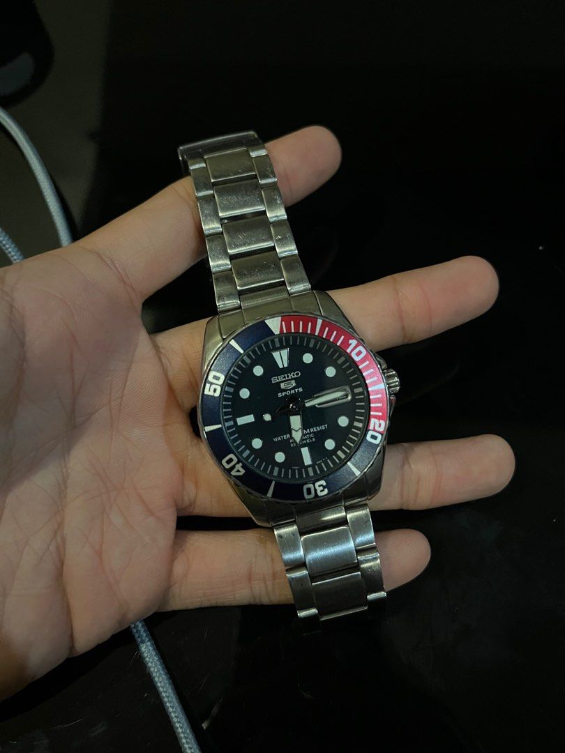 Seiko 5 Sports Automatic Watch in Pepsi Res Blue Bezel Sea - SNZF15K1 ...