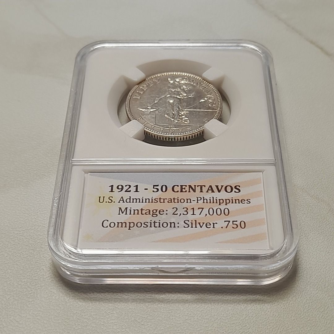 SILVER COIN: 1921 FIFTY 50-CENTAVOS - U.S. Philippine (USPI) Coin - (2150), Hobbies & Toys ...