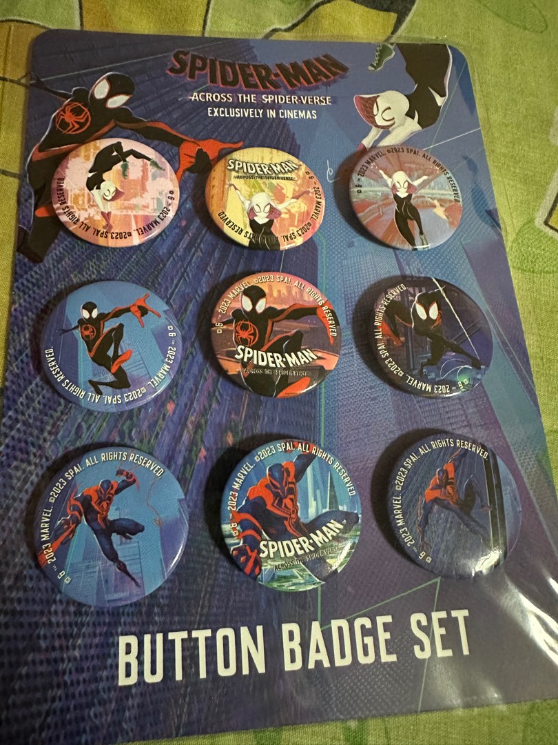 Spiderman across the spider verse button badge set, Hobbies & Toys ...