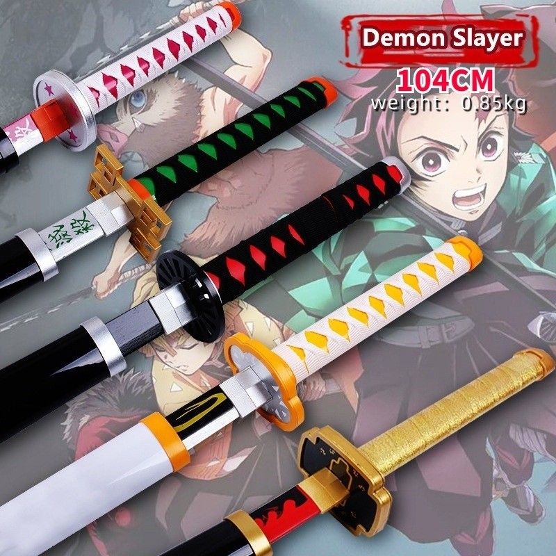 Tanjiro Kamado Katana Sword Wooden Handmade Samurai 104cm, Hobbies & Toys, Toys & Games on Carousell