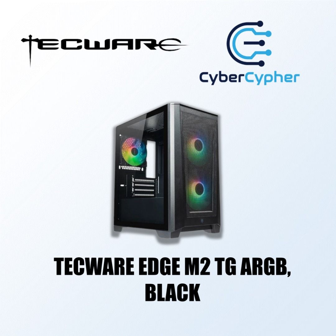 Tecware Edge M2 TG ARGB, Black m-ATX PC Case Chassis, Computers & Tech ...