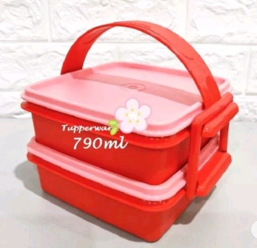 Tupperware 2 Layers Small Goody Box Red-White, Furniture & Home Living ...