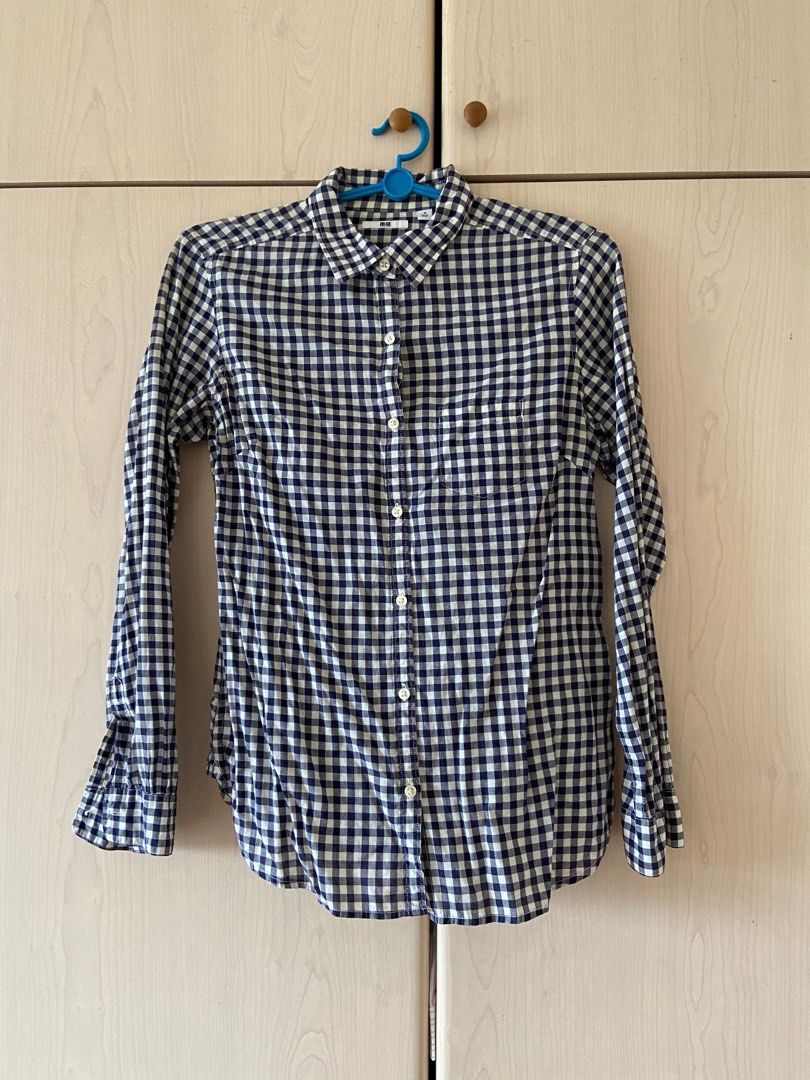 Uniqlo Gingham Top, Women's Fashion, Tops, Shirts on Carousell