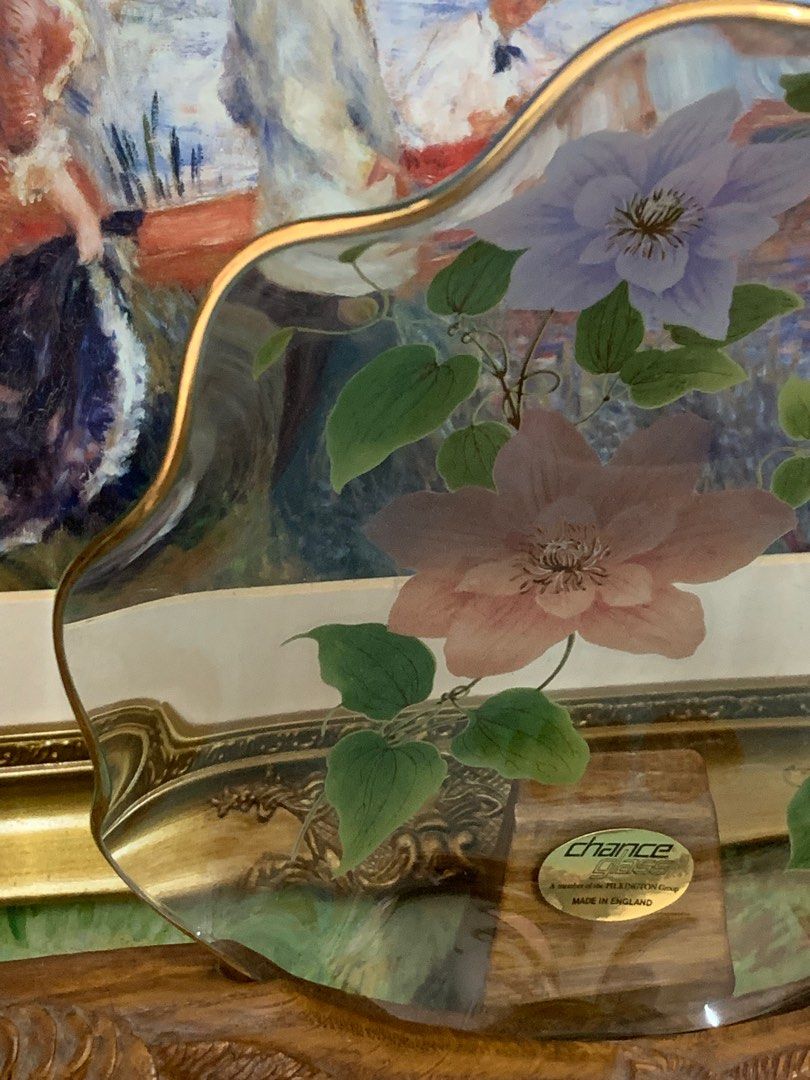 Vintage Chance Glass Clear Floral Plate Made In England Fluted Rim ...