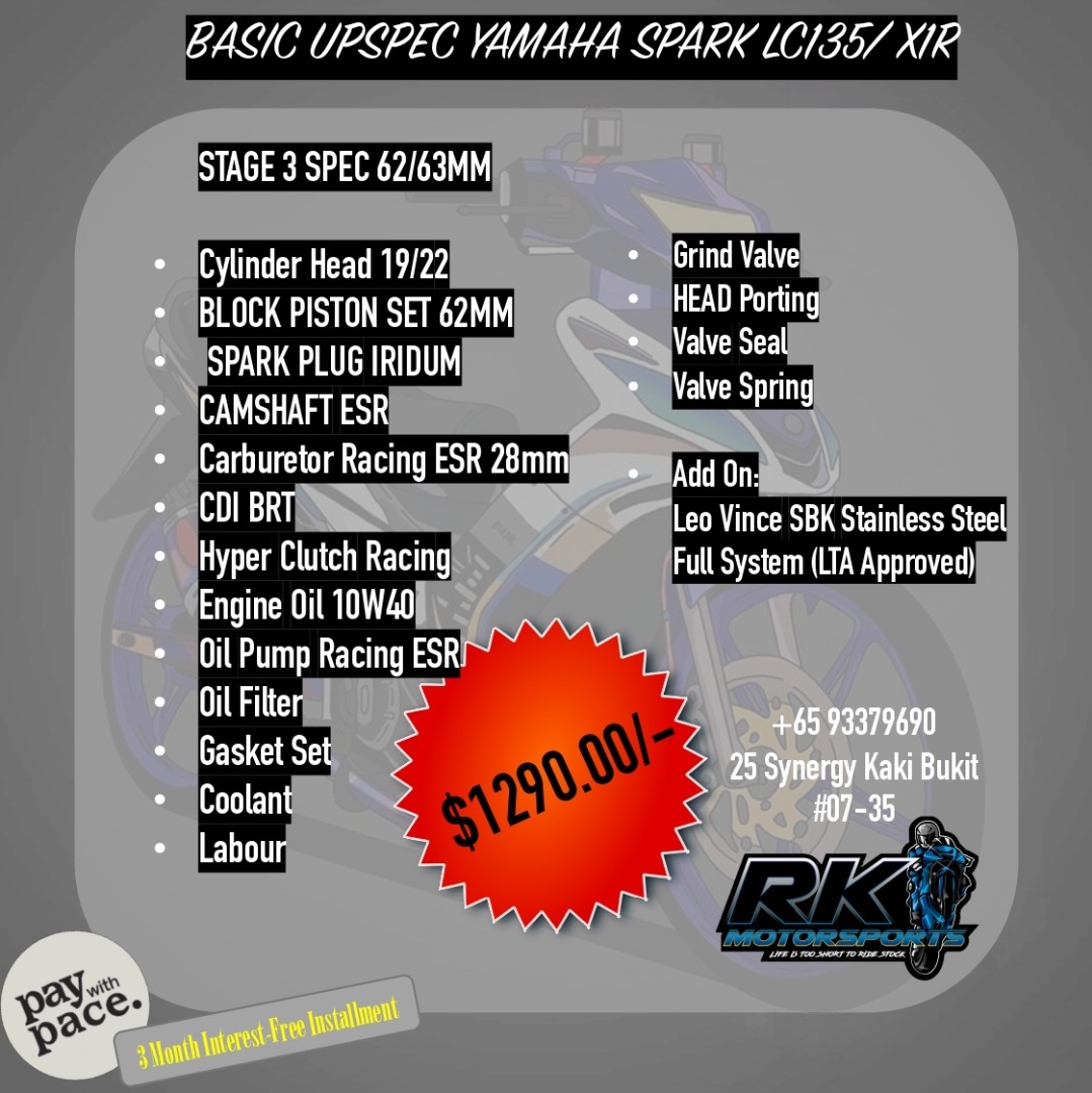 Yamaha Spark LC135 / X1R UPSPEC STAGE 3, Motorcycles, Motorcycle ...