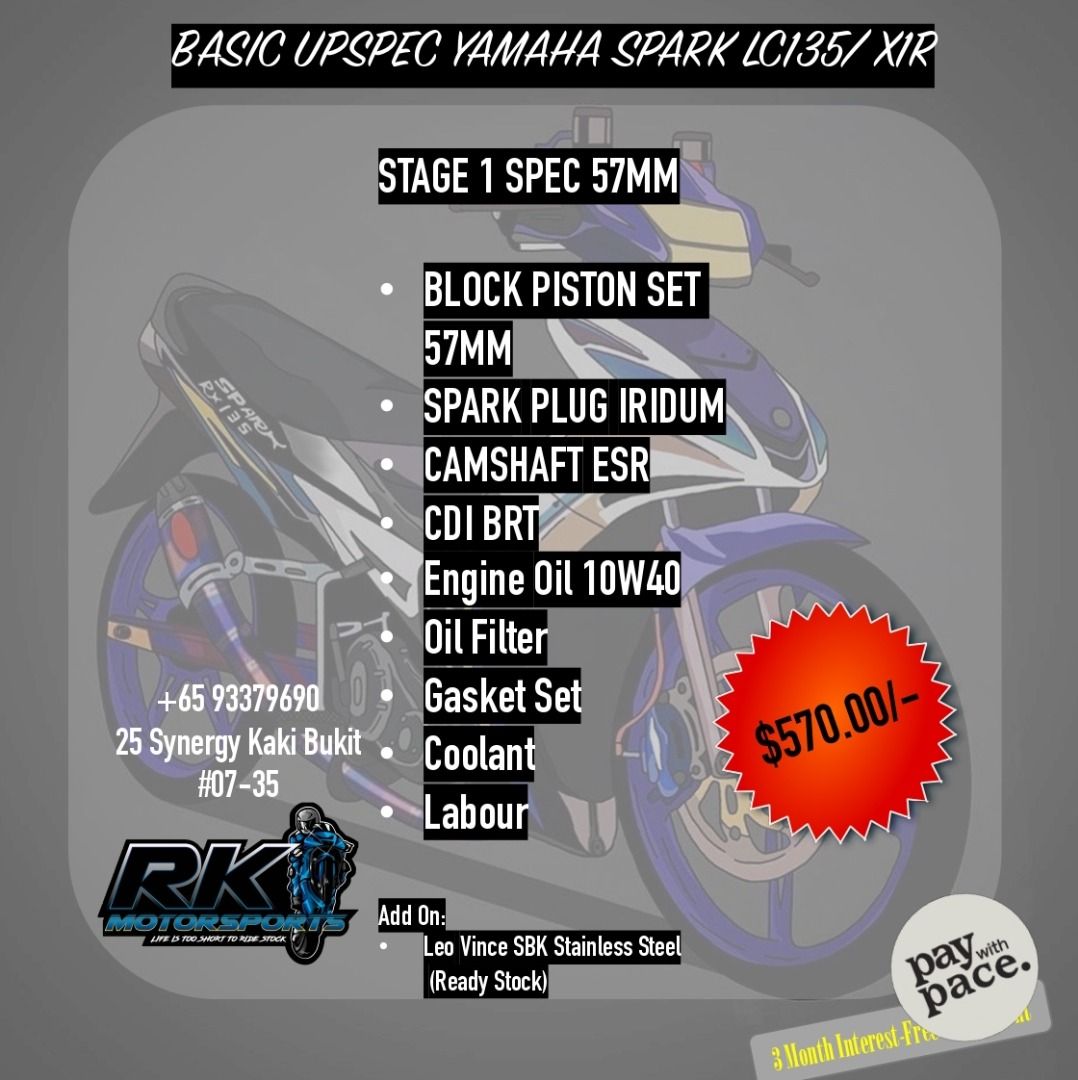 Yamaha Spark LC 135 / X1R Basic Upspec Package STAGE 1, Motorcycles ...
