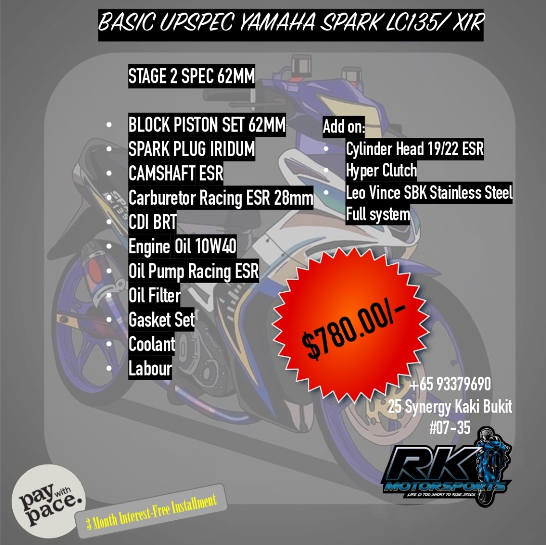 Yamaha Spark LC 135 / X1R Basic Upspec Package STAGE 2, Motorcycles ...