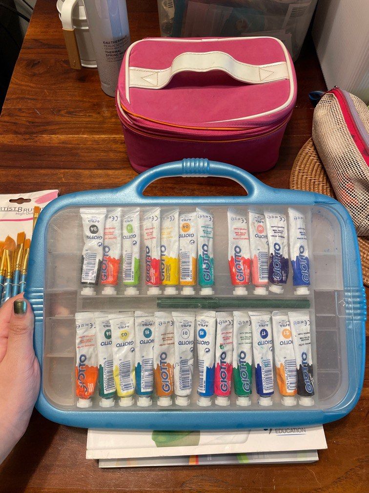 Acrylic paint set with new brush, Hobbies & Toys, Stationery & Craft ...