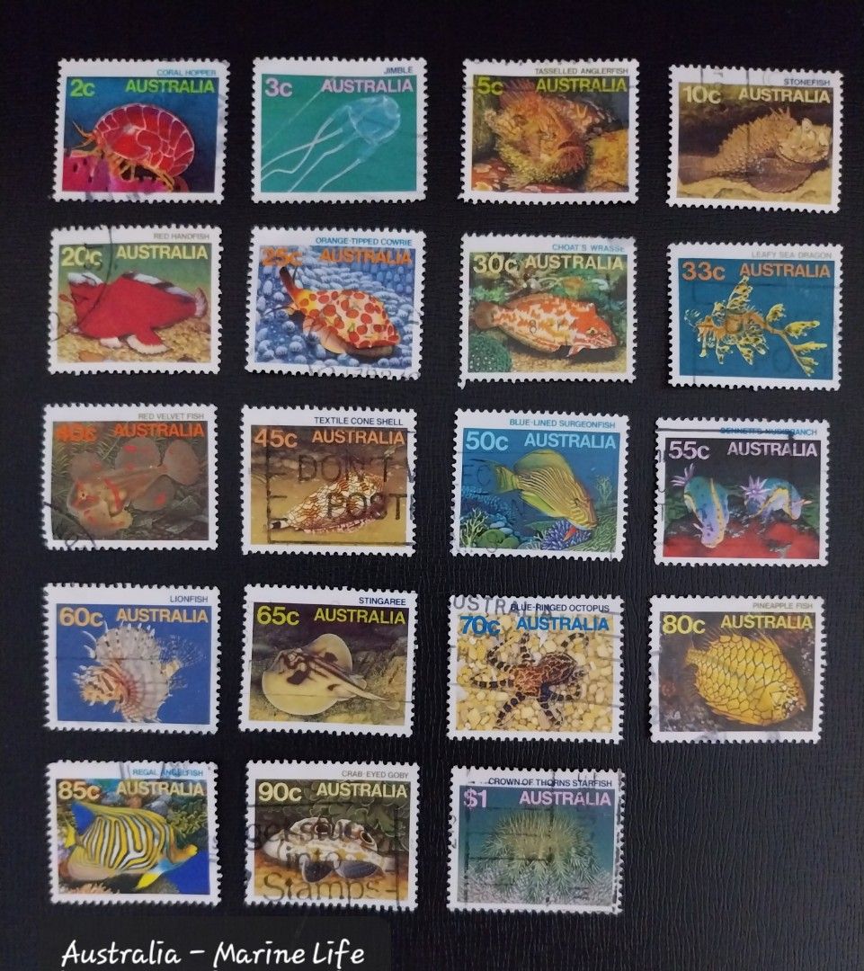 Australia Stamps Marine Life Ocean Fish Set of 19 Used, Hobbies & Toys ...