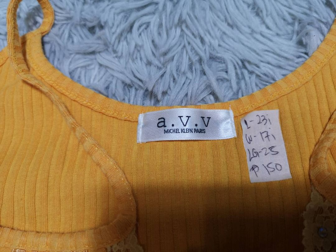 AVV Yellow Plain Tank Top, Women's Fashion, Tops, Blouses on Carousell