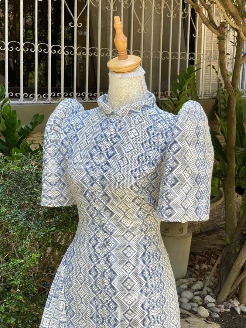BLUE INABEL HANDWOVEN FILIPINIANA DRESS FOR RENT on Carousell