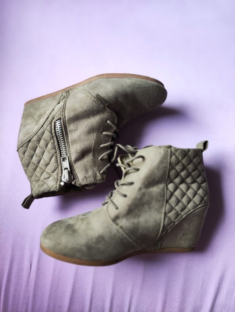 Bongo Suede Wedge Ankle Boots, Women's Fashion, Footwear, Boots on ...