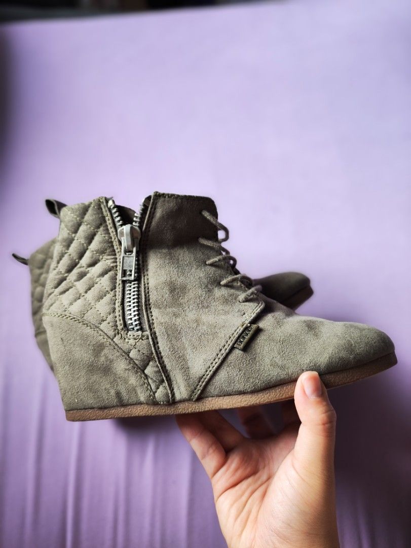 Bongo Suede Wedge Ankle Boots, Women's Fashion, Footwear, Boots on ...