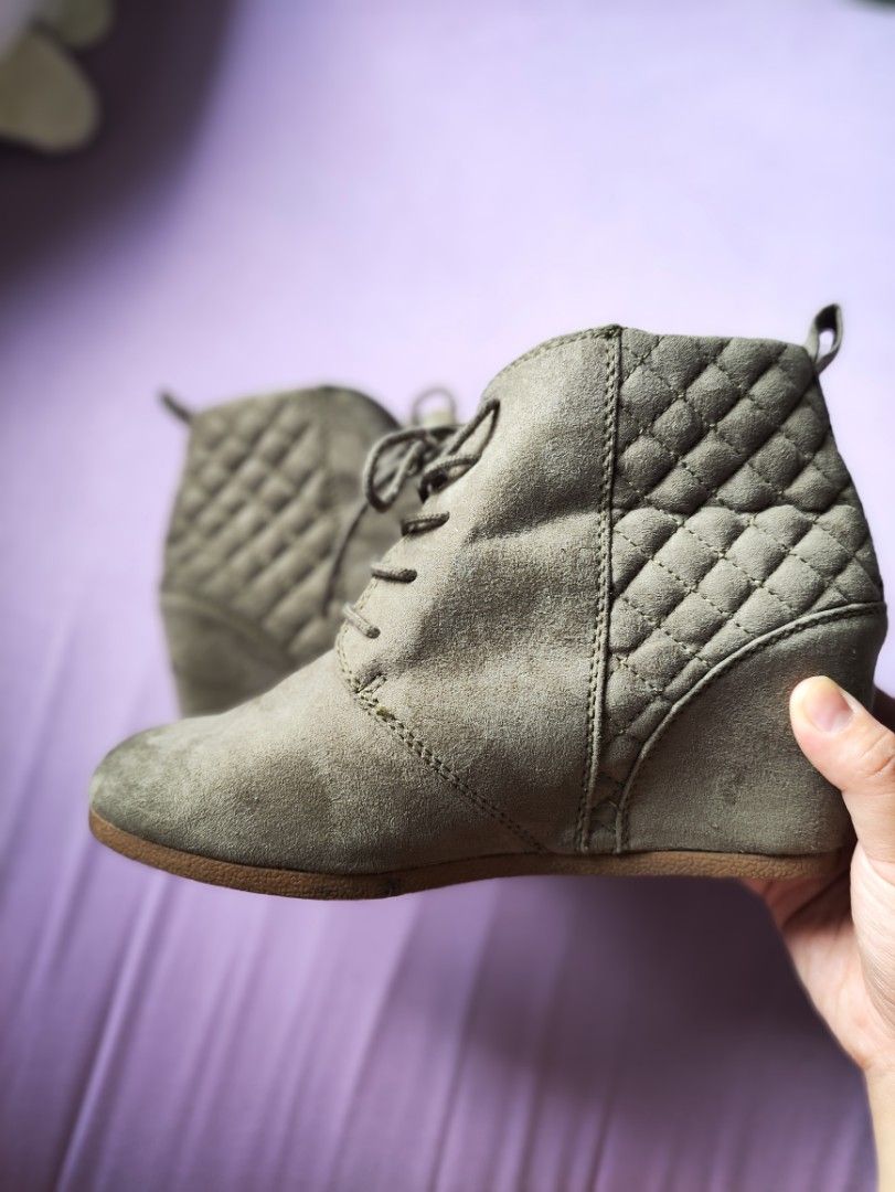 Bongo Suede Wedge Ankle Boots, Women's Fashion, Footwear, Boots on ...