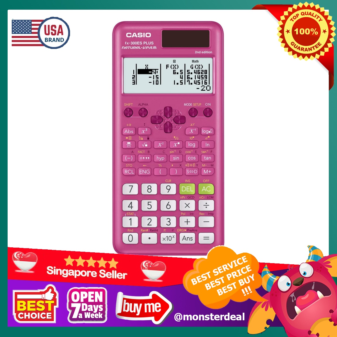 Casio fx-300ESPLS2 Pink Scientific Calculator, Hobbies & Toys ...