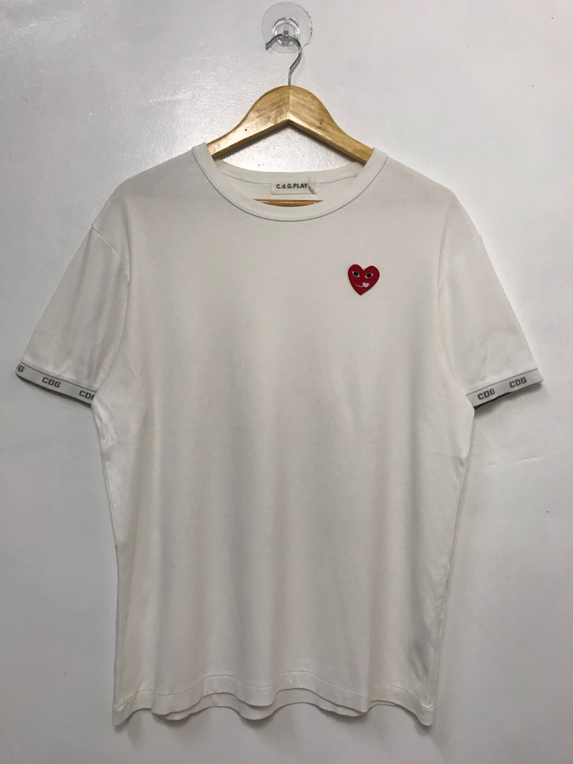 CDG Play Small Heart with Tape Design ok Sleeve, Men's Fashion, Tops ...