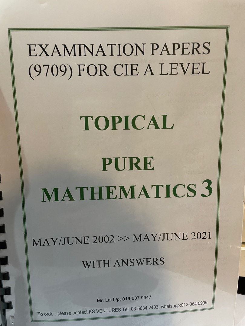 CIE A-Levels 9709 Mathematics Topical P3 Past Papers with Answers ...