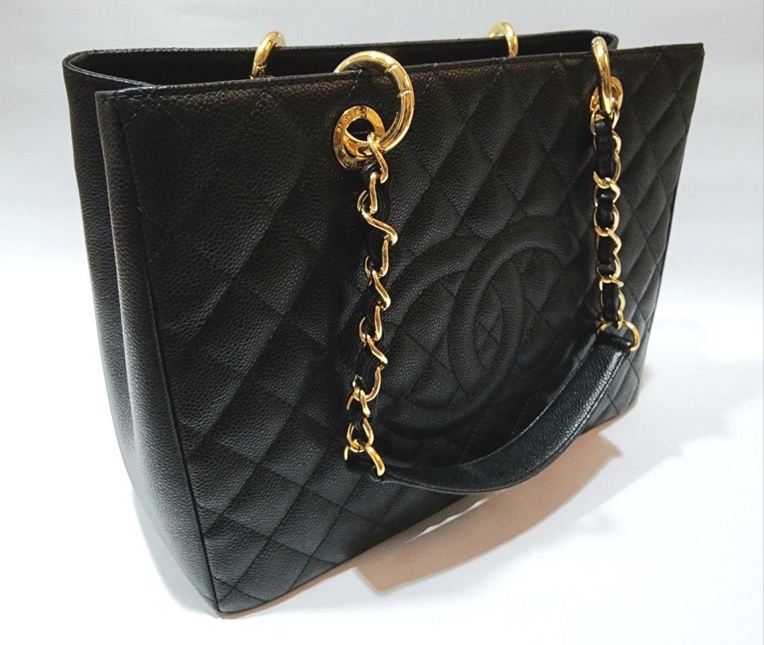 Classic Chanel GST (Grand Shopping Tote) Black Caviar - Gold Hardware ...
