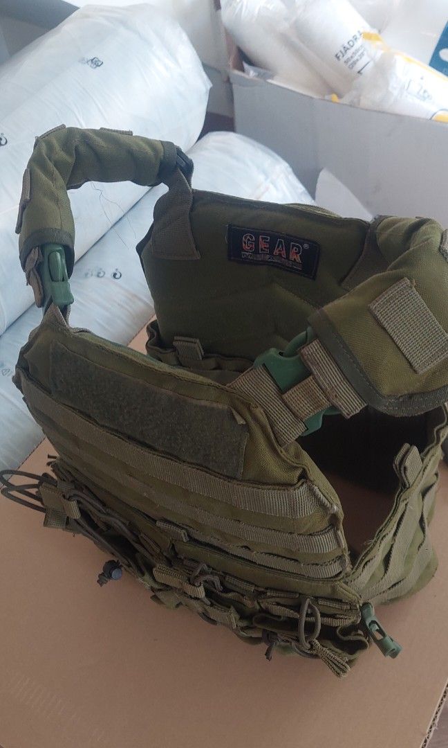 Combat Vest with 2 Ballistic Plate level 4 & Tactical Hip Rig, Sports ...