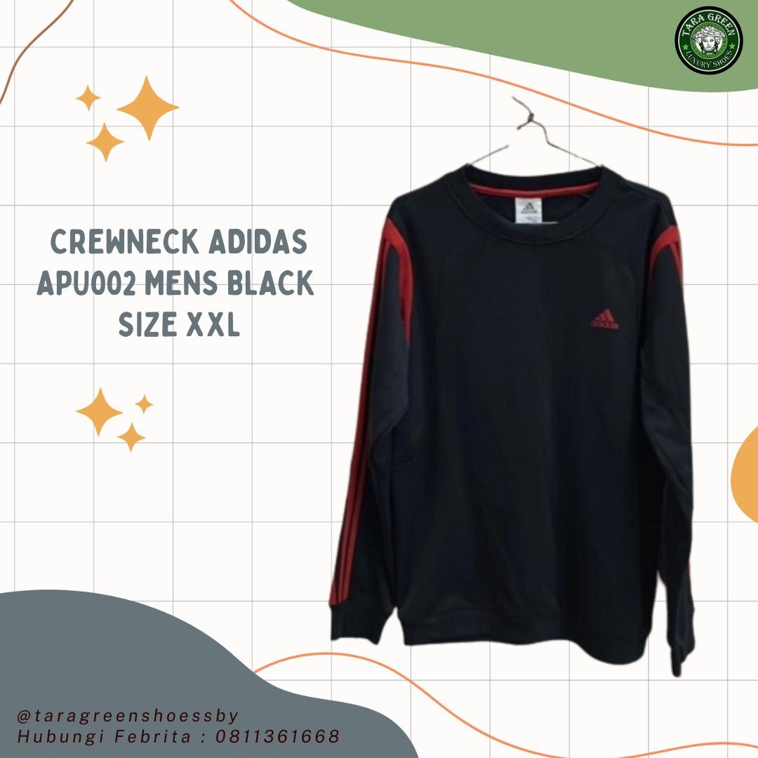 Crewneck Adidas Mens Black APU002 Size XXL, Fesyen Pria, Pakaian , Baju ...