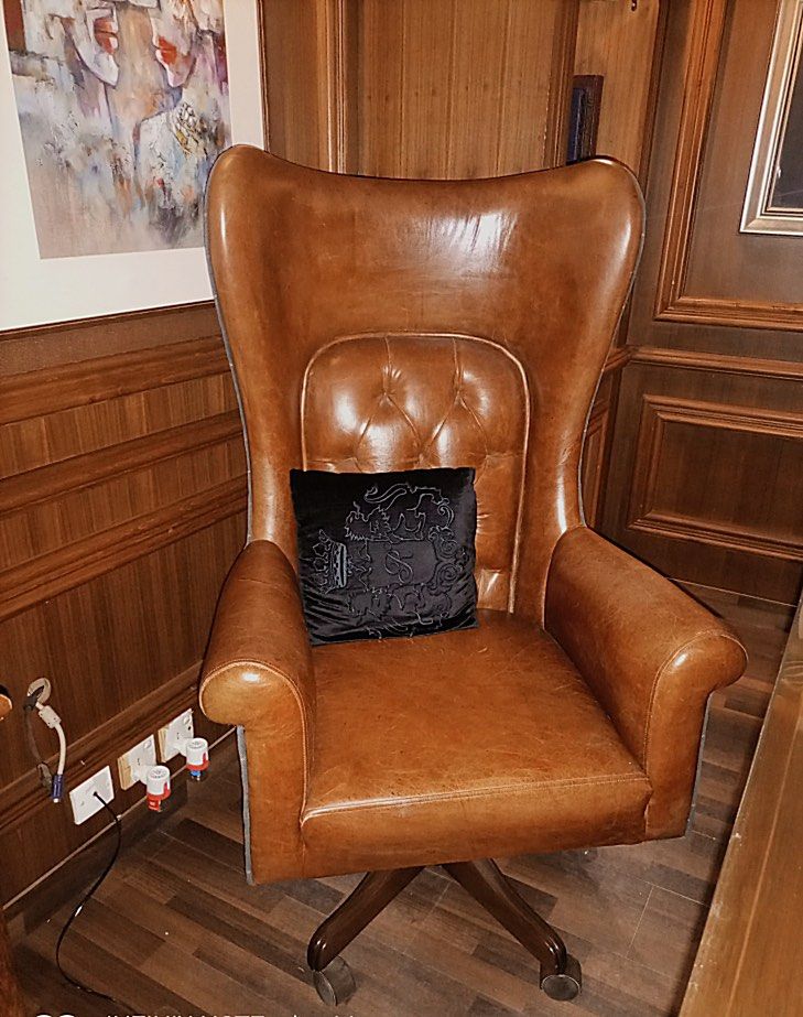 Custom made Leather wingback executive chair, Furniture & Home Living ...