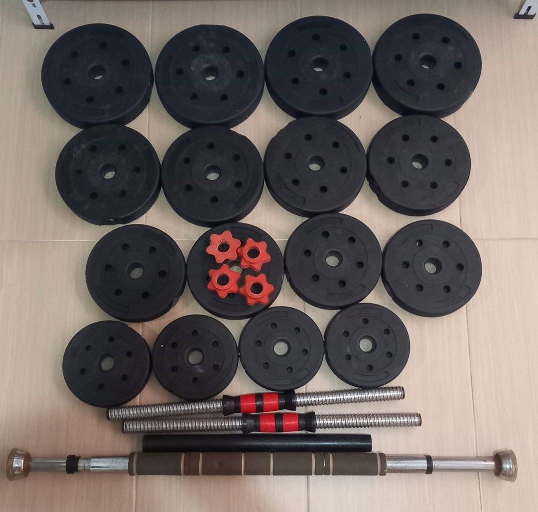 Dumbbell Set + pull up bar, Sports Equipment, Exercise & Fitness ...