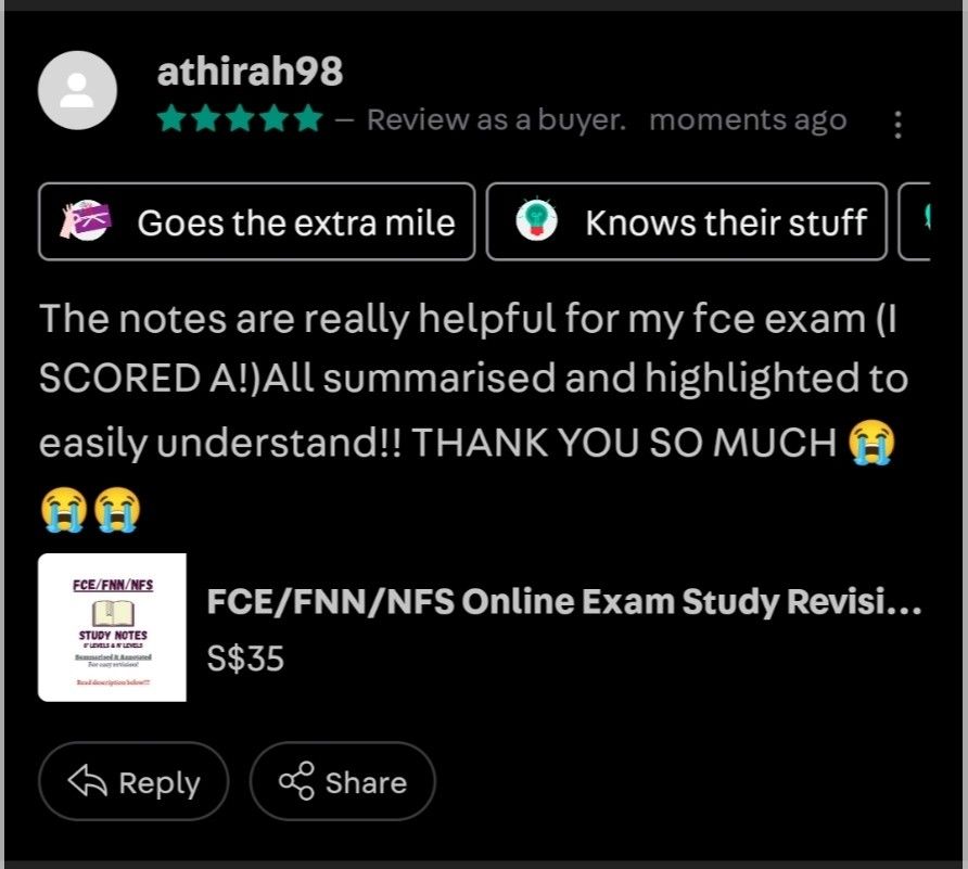 FCE/FNN/NFS Online Exam Study Revision Notes (EASY TO UNDERSTAND) O ...