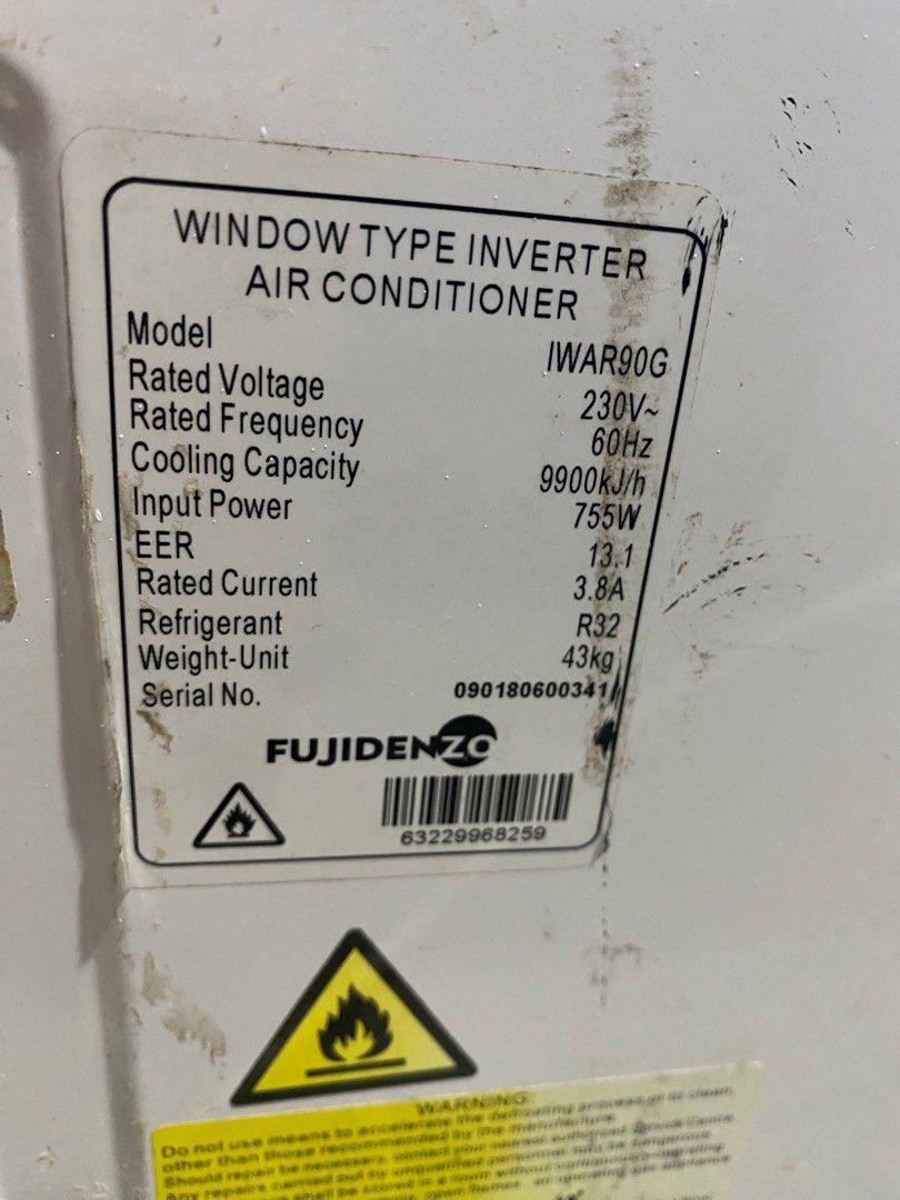 Fujidenzo 1.0 Hp Window Full DC Premium Inverter Aircon IWAR-90G, TV ...