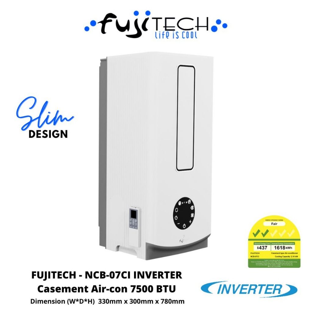 Fujitech Inverter Casement Aircon 7500BTU NCB-07CI, TV & Home ...